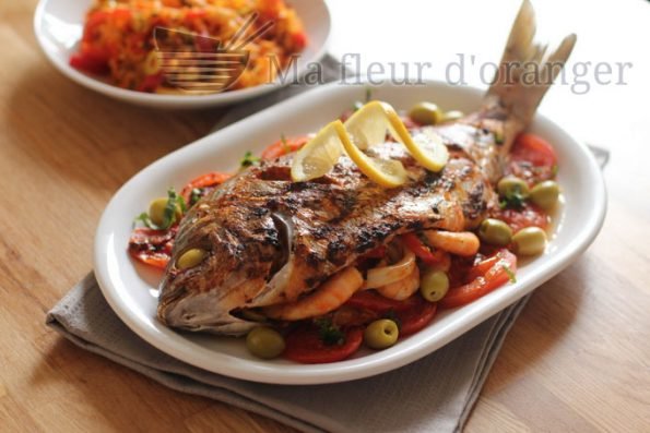 Poisson farci au four